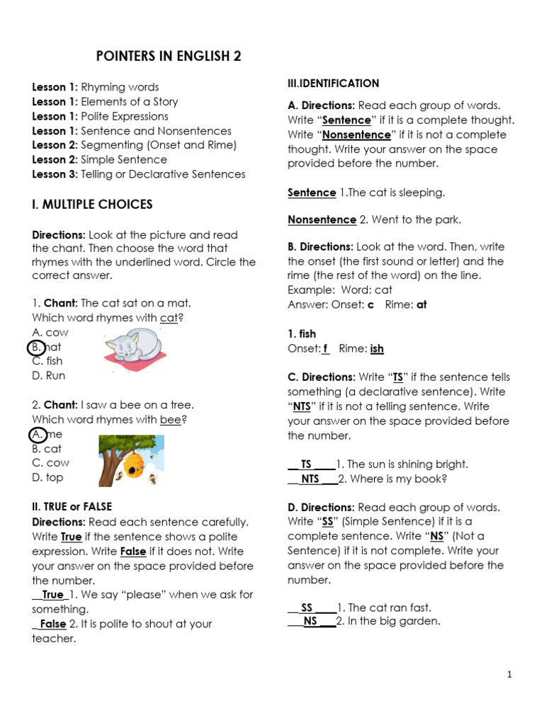 Grade 2 Pointers | PDF