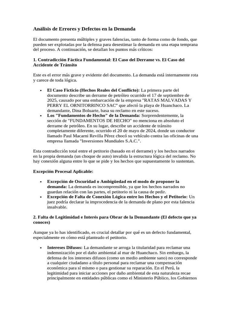 Análisis de Errores y Defectos en La Demanda | PDF | Daños y perjuicios