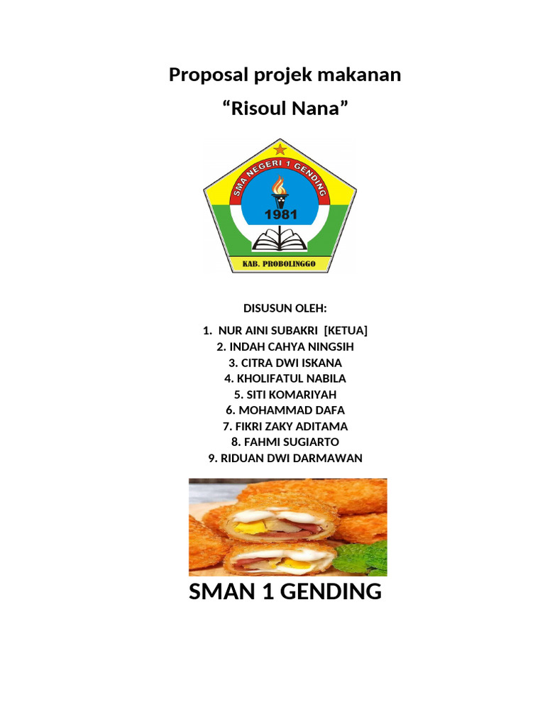 Proposal Projek Makanan | PDF
