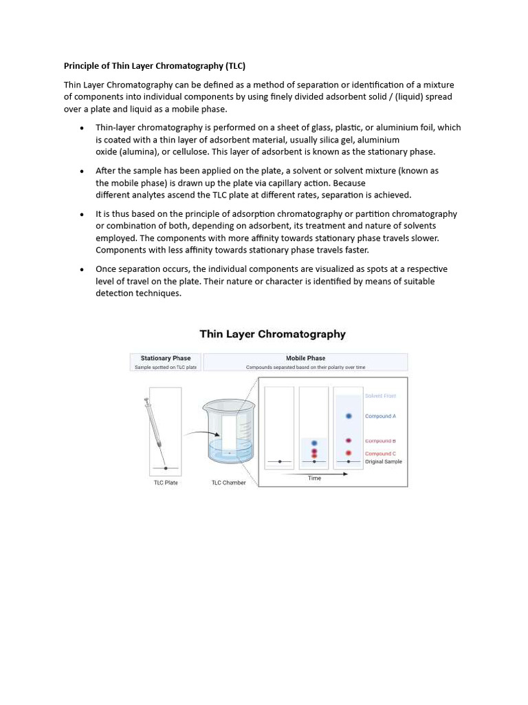 Principle of Thin Layer Chromatography Principle | PDF