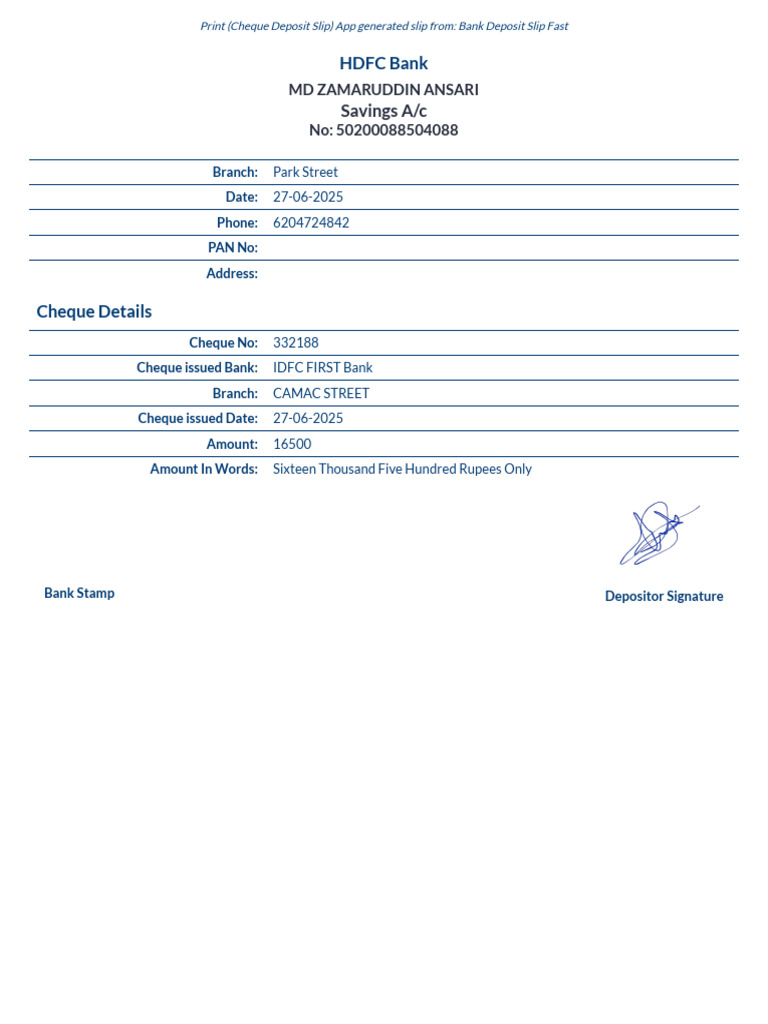 Cheque Deposit Silip | PDF