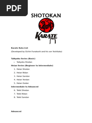 Shotokan Karate Kata List In Order