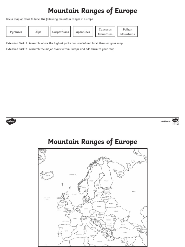 Map of Europe's Major Mountain Ranges | PDF