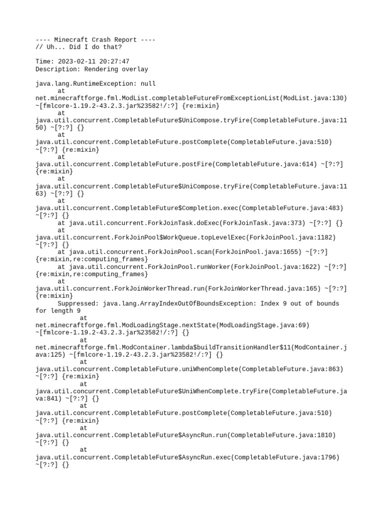 Minecraft Crash Log | PDF | Computer Programming | Object Oriented Programming