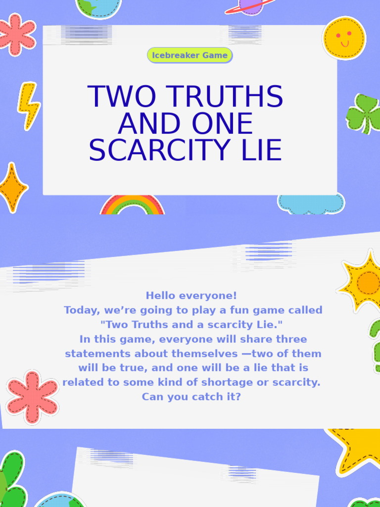 Two Truths and A Lie Icebreaker Presentation in Lilac Cute Style | PDF