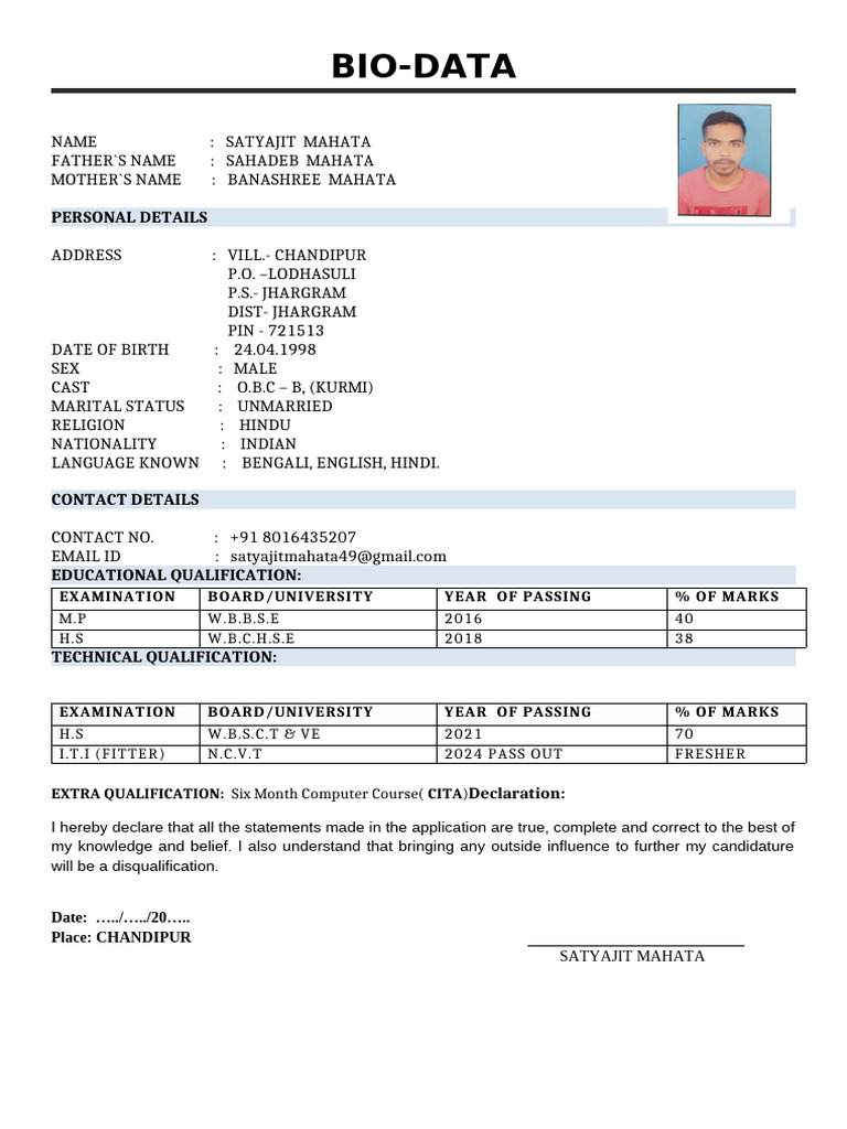 Satyajit Mahata CV | PDF