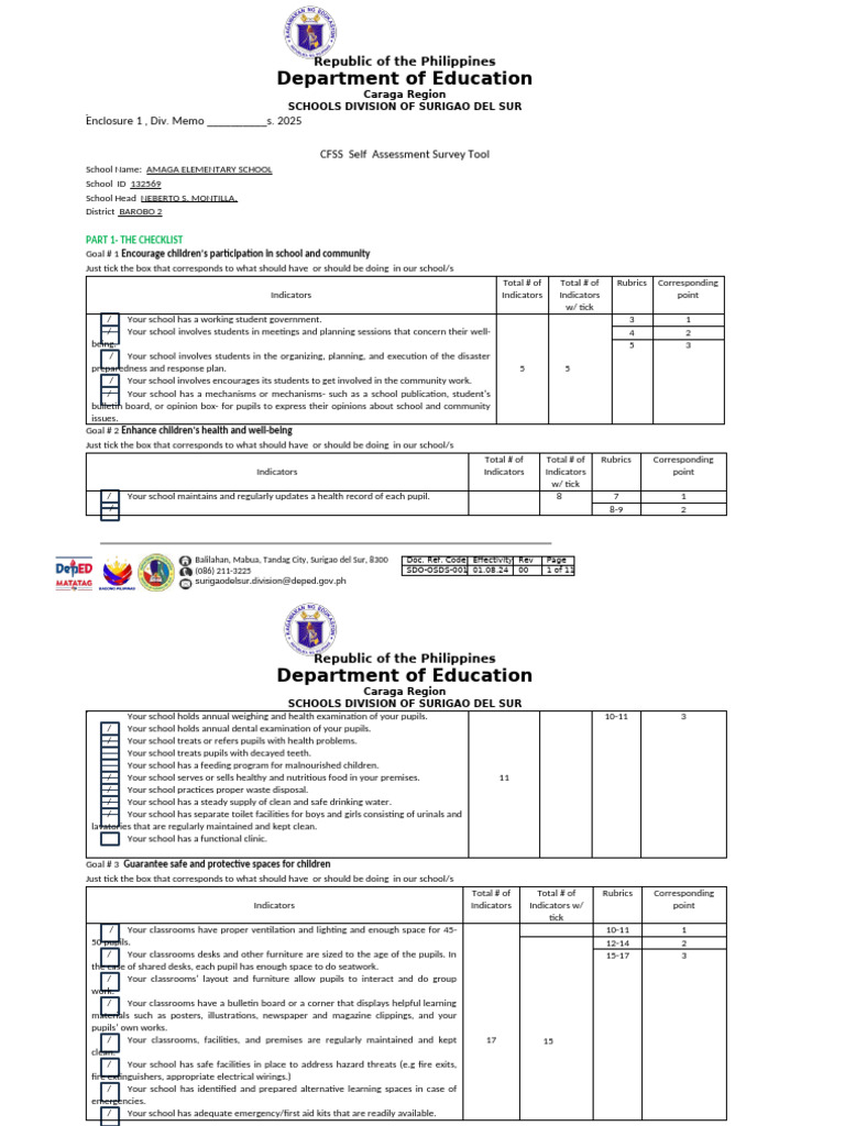 Amaga Es 2025 Cfss Tool | PDF | Teachers