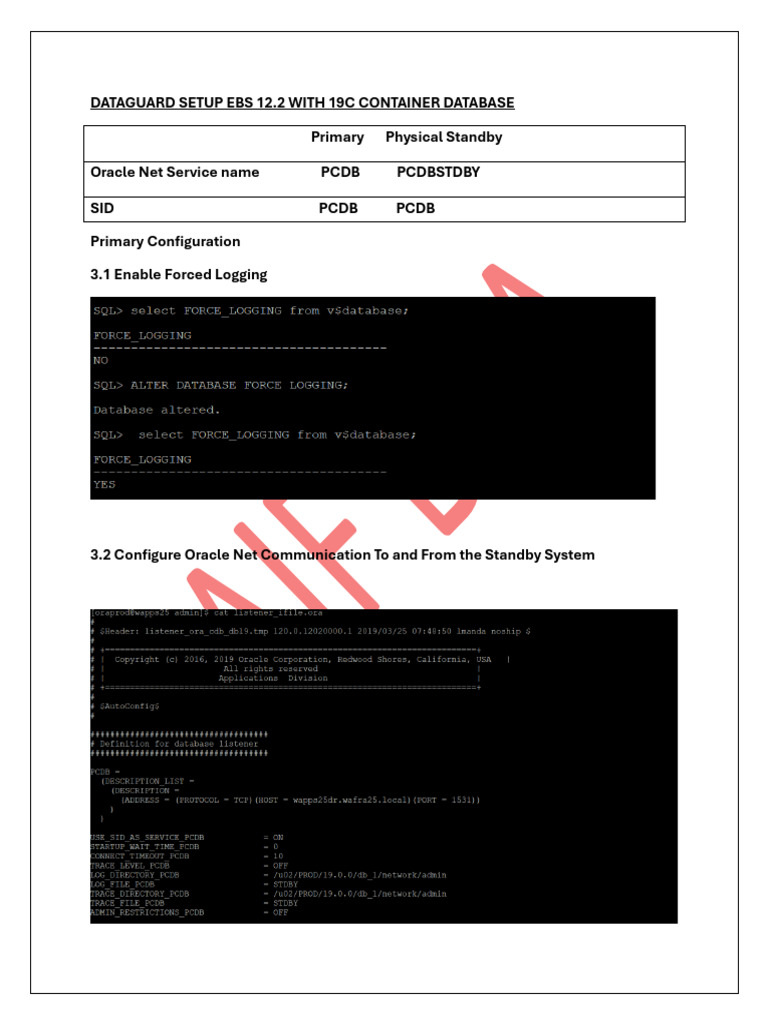 EBS 12.2 + Oracle 19c Active Passive Data Guard Setup | PDF ...