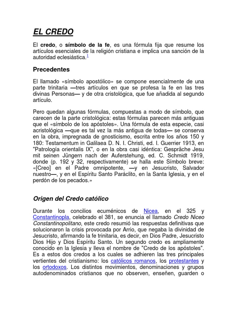 El Credo | PDF | Credo | Iglesia Católica