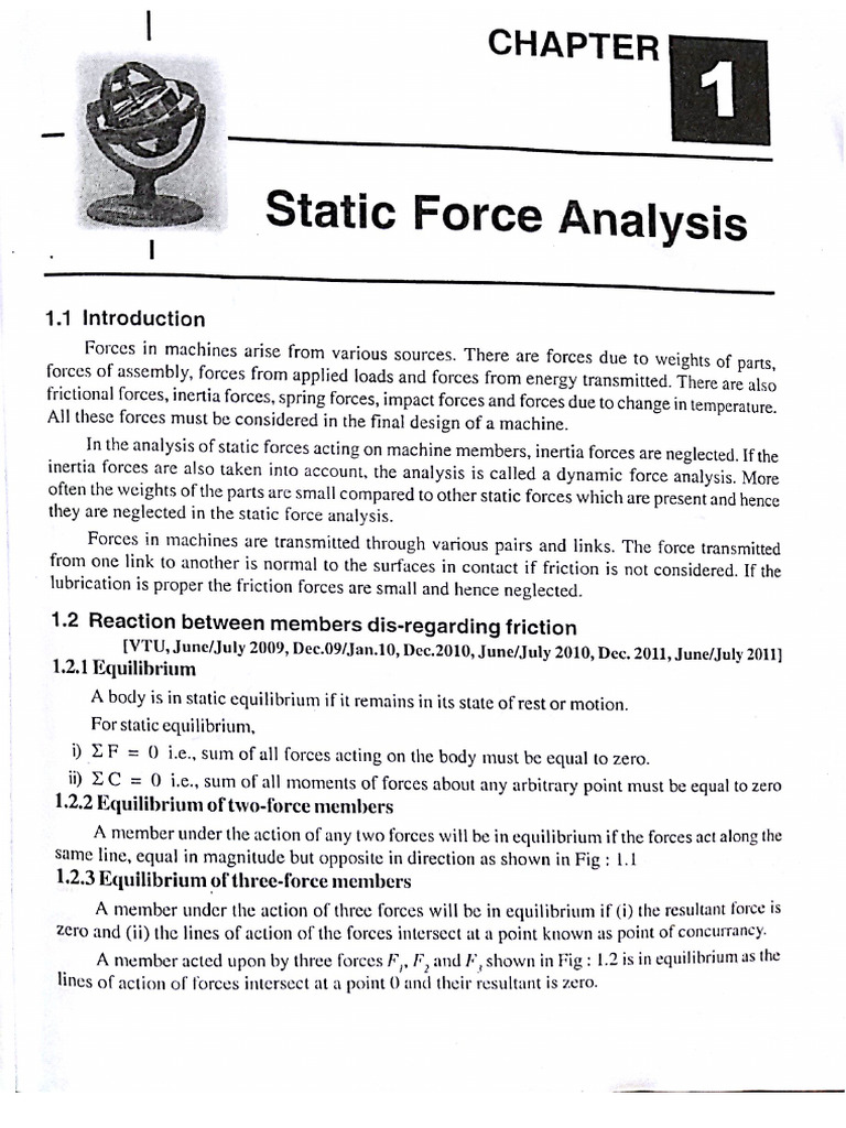 DOM - Unit - I - Static Force Analysis | PDF