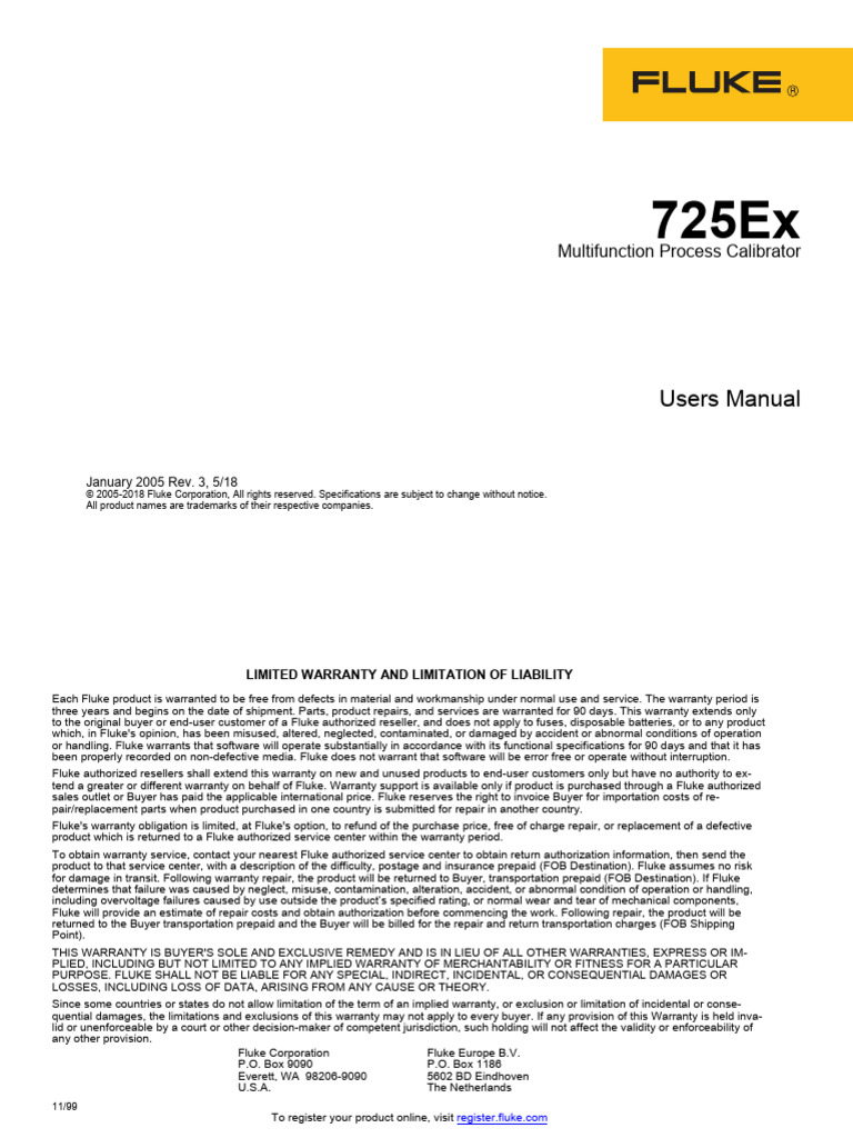 Fluke 725Ex User Manual | PDF | Electrostatic Discharge | Thermocouple