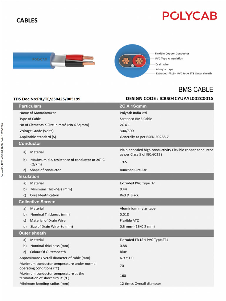 Bms-Cables 1sqmm 2 300-500v Cu Flex Pvc-type-A Overall-Al-mylar Na Na ...