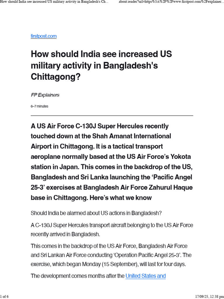 How Should India See Increased US Military Activity in Bangladesh's Chittagong - Firstpost | PDF ...