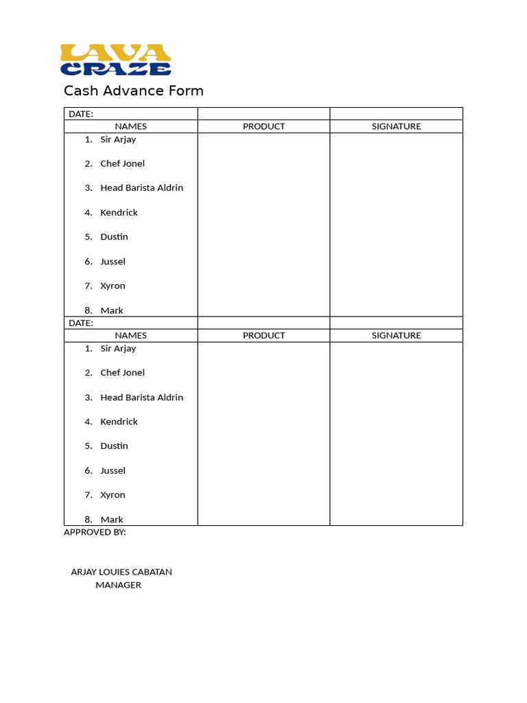 Cash Advance Form | PDF