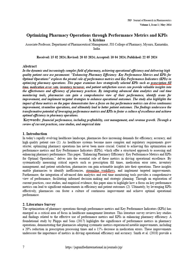 Pharmacy Efficiency: KPIs for Success | PDF | Performance Indicator ...