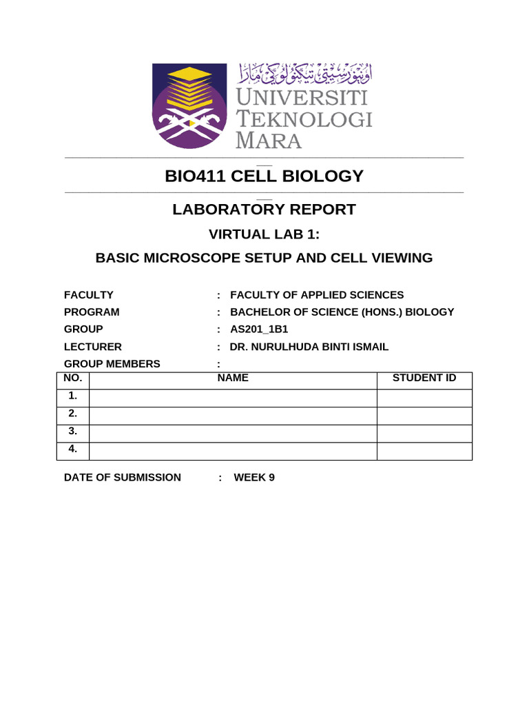 Microscope Setup & Cell Viewing Lab Report | PDF