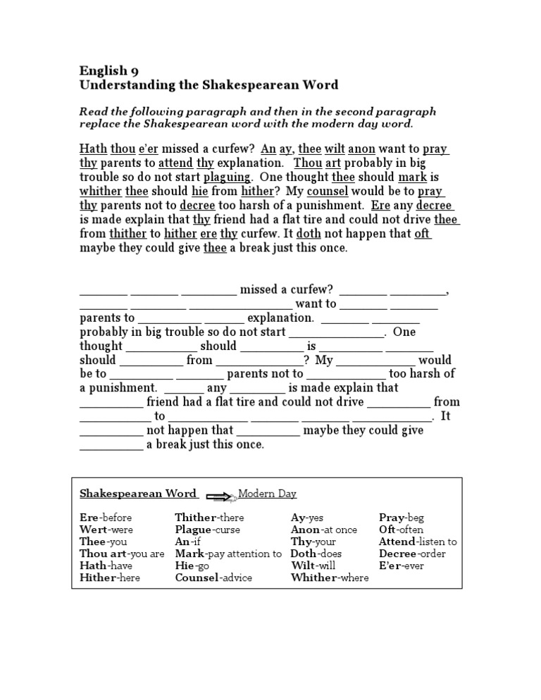 Modernizing Shakespearean Language | PDF | Language Arts & Discipline