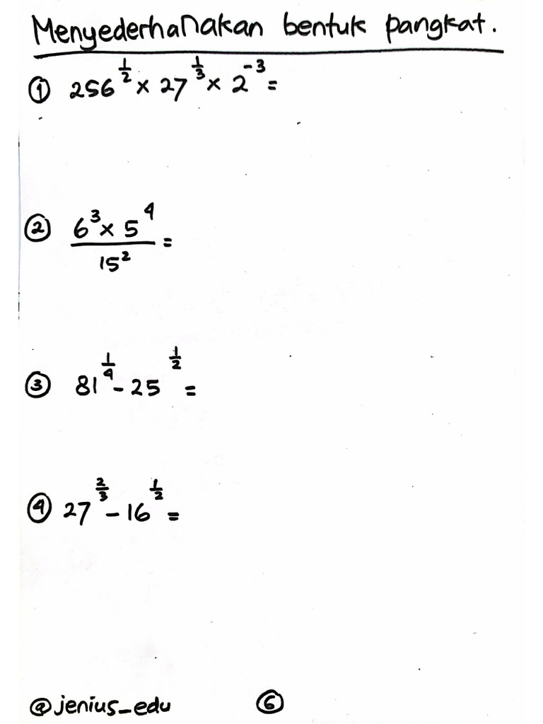 Math (Menyederhanakan Bentuk Pangkat) | PDF
