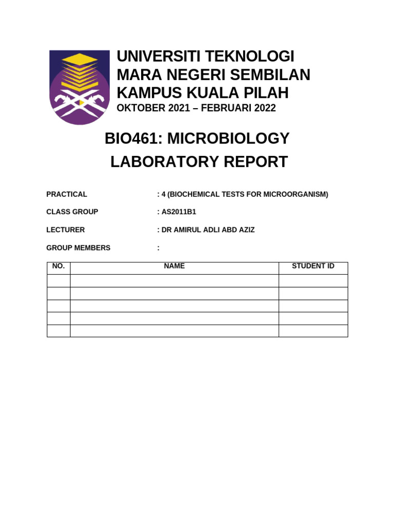 Lab Report Bio461 Practical 4 (Results) | PDF