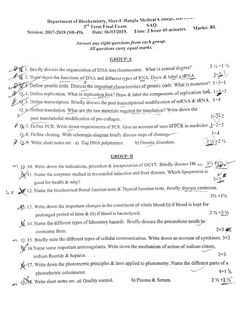 SBMC Biochemistry 3rd Term | PDF