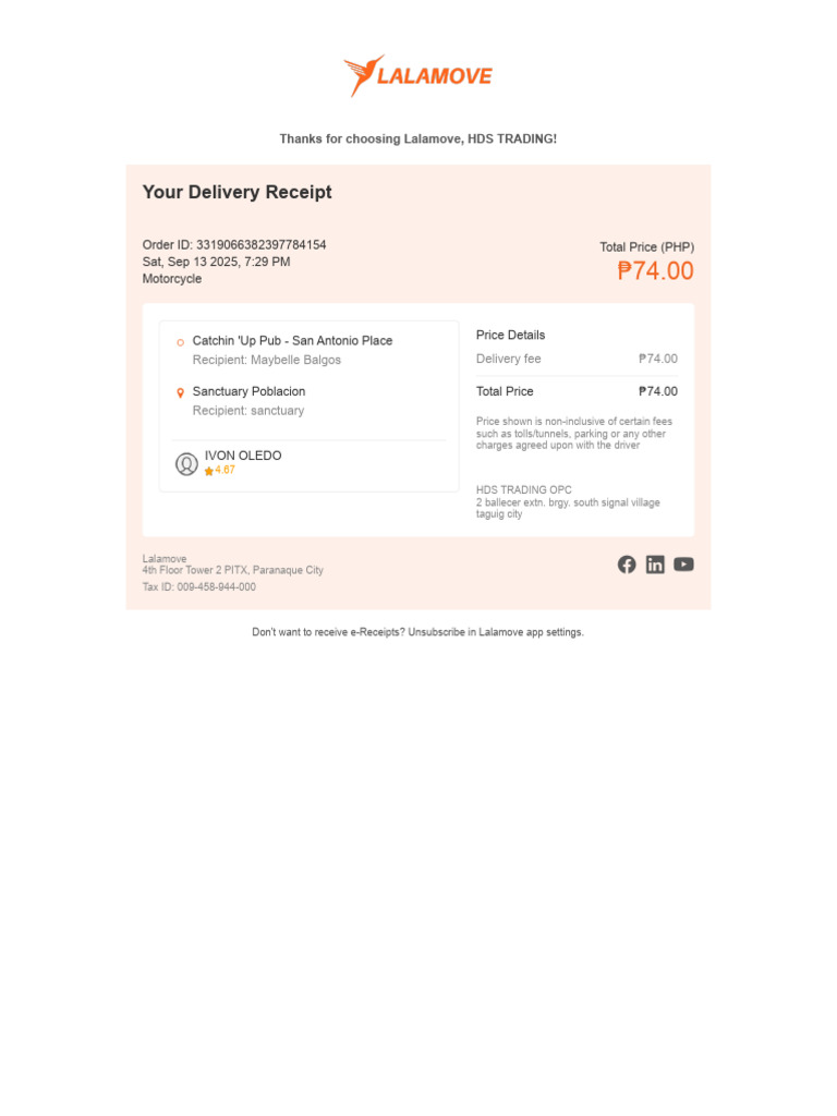 Order Receipt 3319066382397784154 | PDF