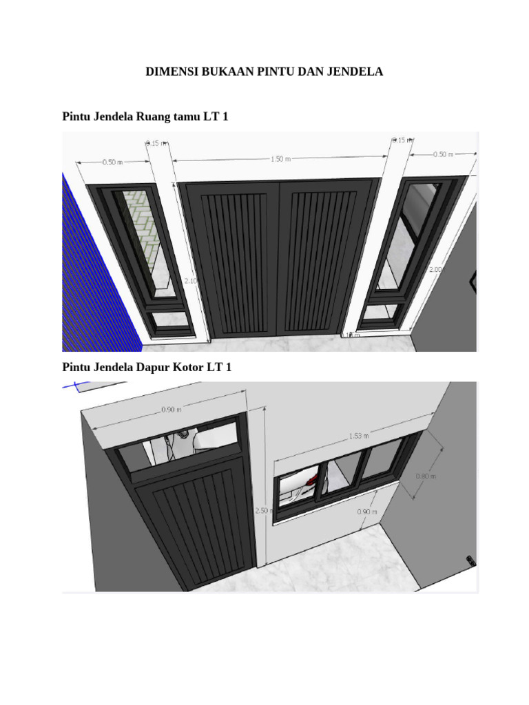 Dimensi Pintu dan Jendela LT 1 & 2 | PDF