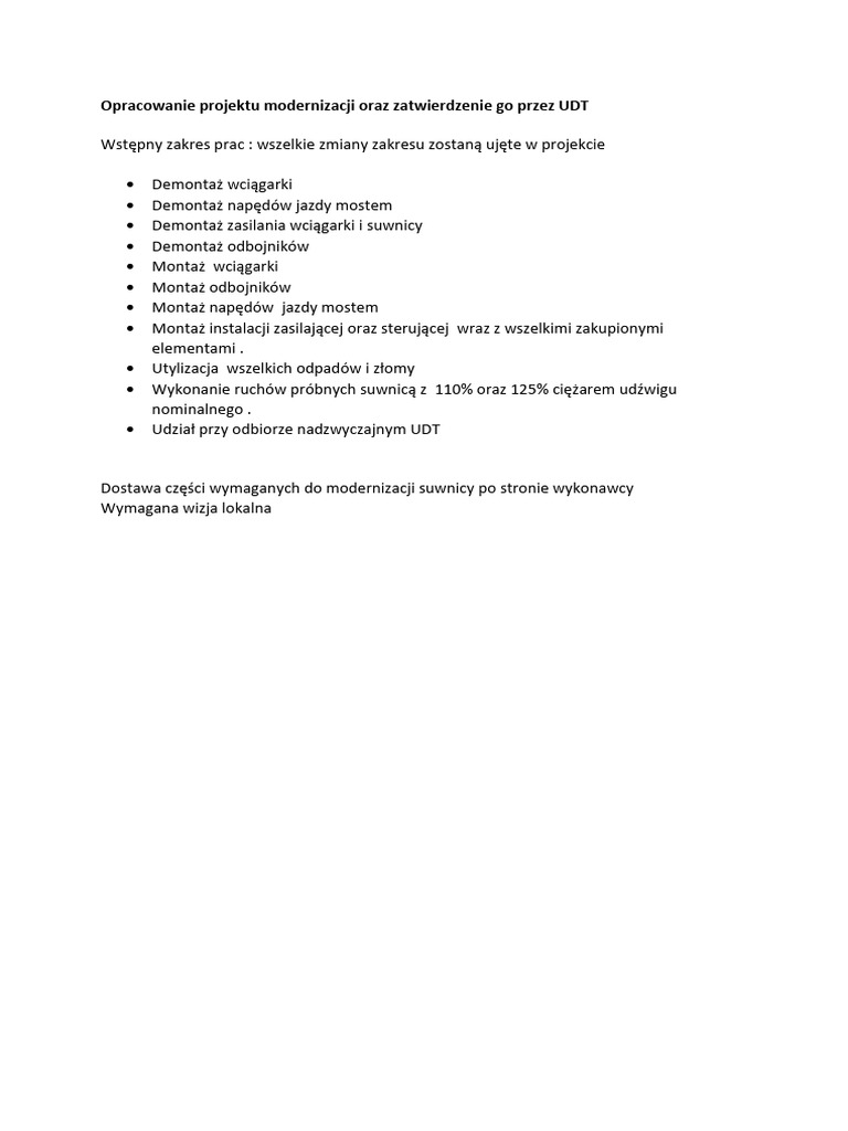 Specyfikacja Techniczna | PDF