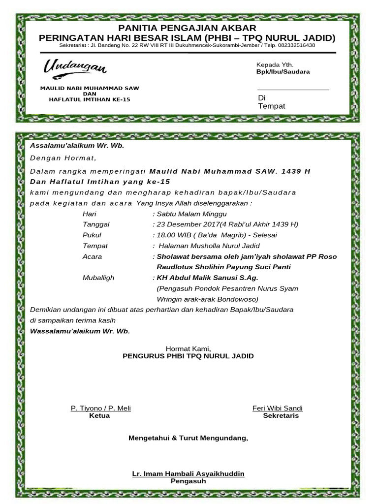 Undangan Maulid Nabi | PDF