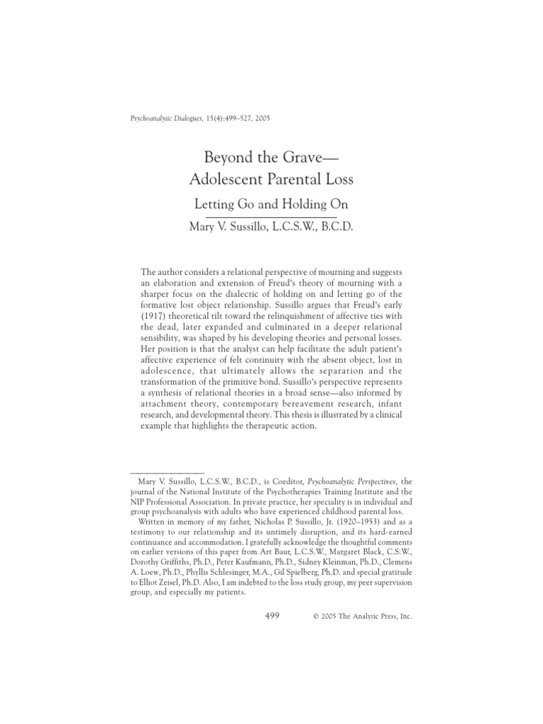 Sussillo 2005 Beyond-The-grave Pd.015.0499a | PDF | Attachment Theory ...