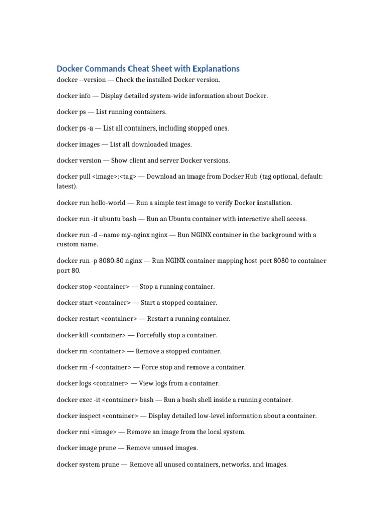 Docker Commands Cheatsheet Pdf Unix Unix Software