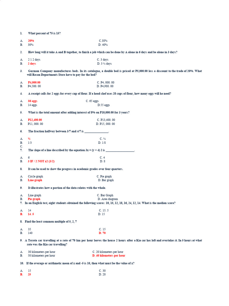 General Education - Mathematics | PDF | Mean | Mathematics