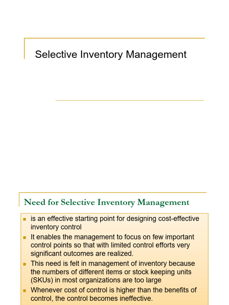 Selective Inventory Control Techniques | PDF | Inventory | Forecasting