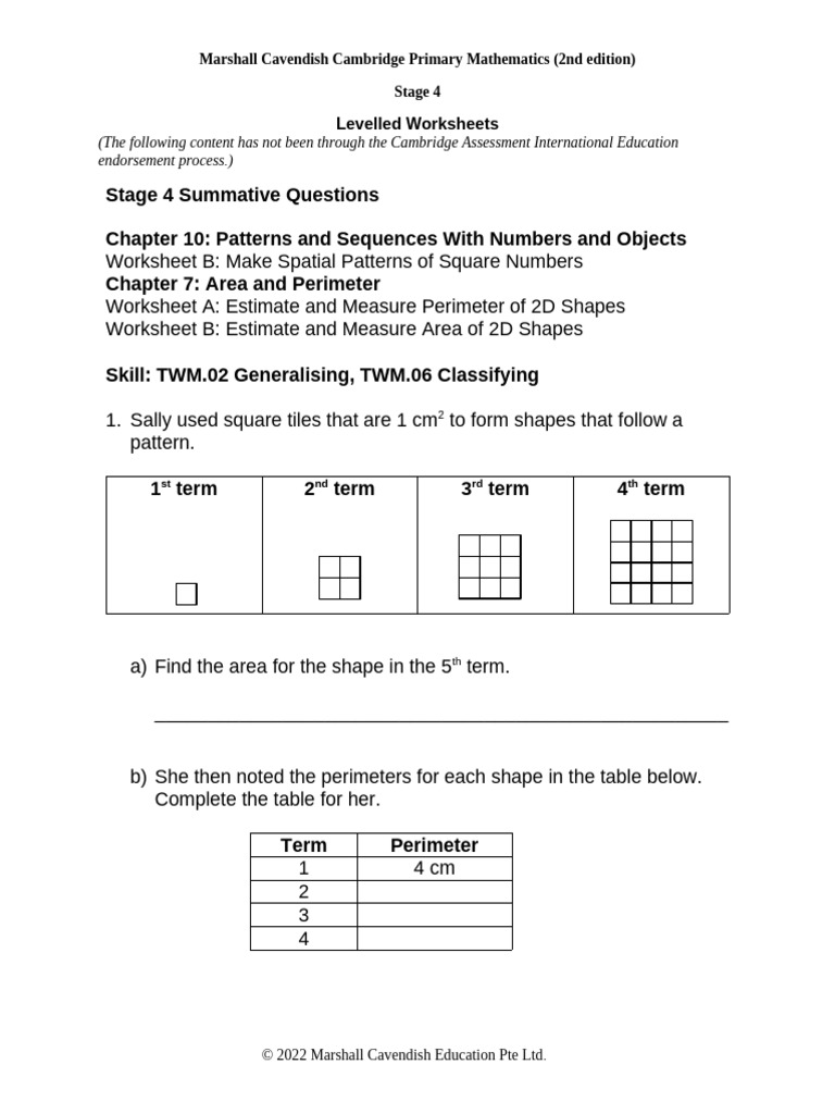 Stage 4 Mathematics Worksheets | PDF | Area | Multiplication