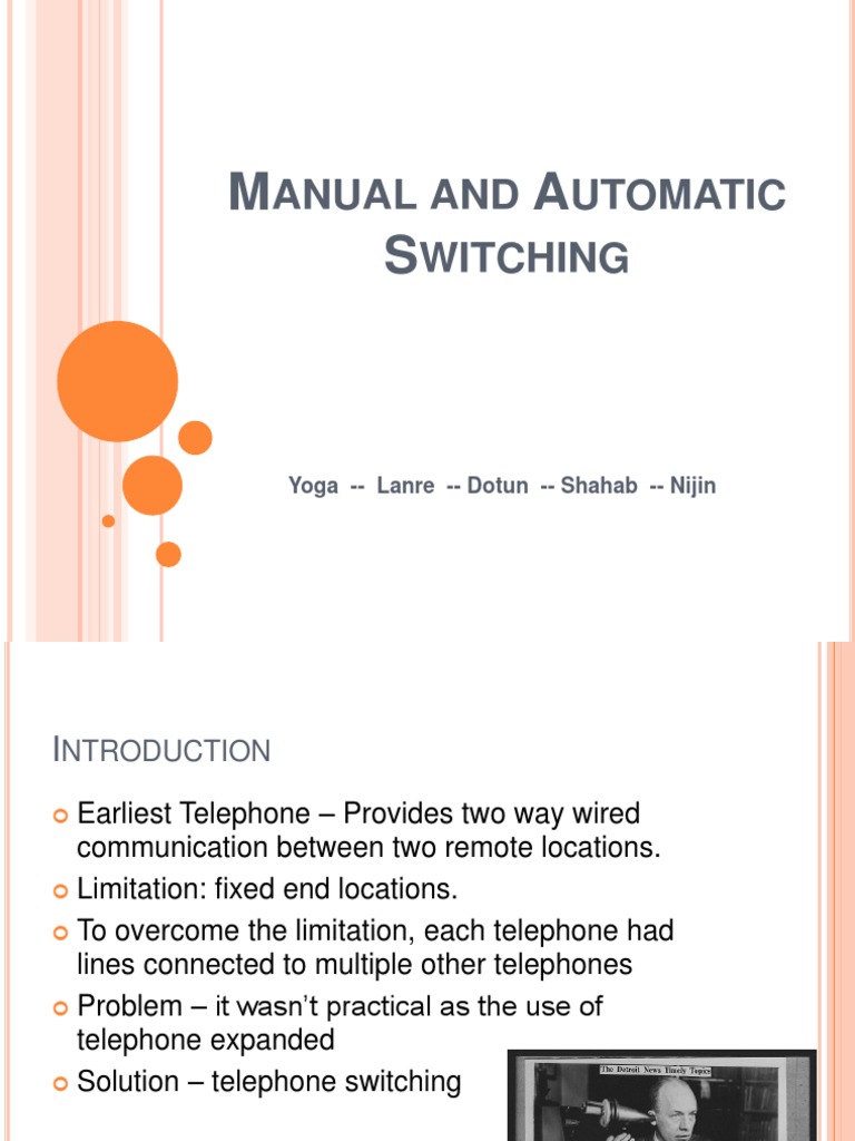 Manual and Automatic Switching | PDF | Telephone Exchange ...