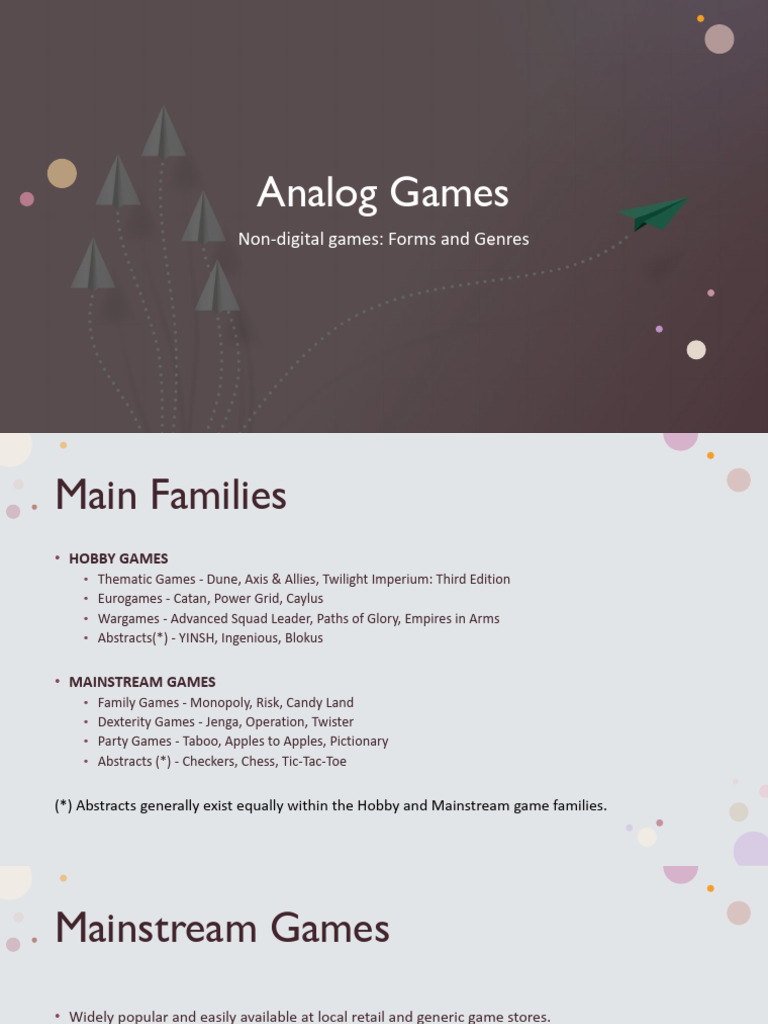 Overview of Mainstream Analog Games | PDF | Role Playing Games ...