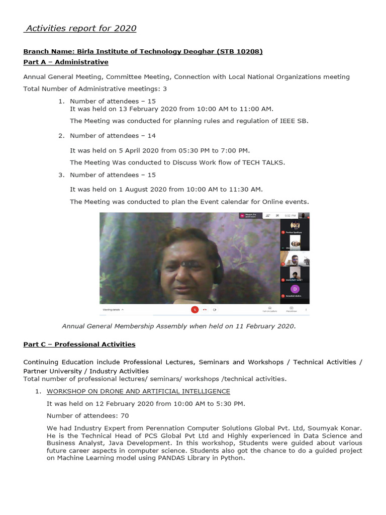 2020 Activities Report: BIT Deoghar | PDF | Computing | Computer Science