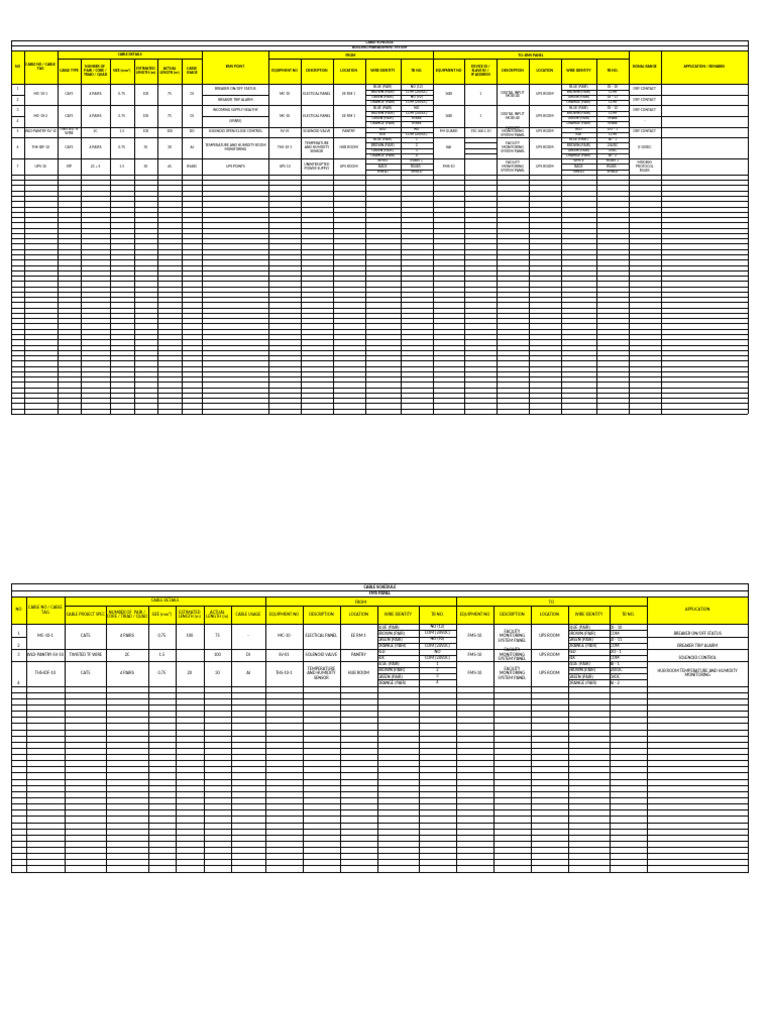 Cable Schedule Template and Format | PDF | Building Automation ...