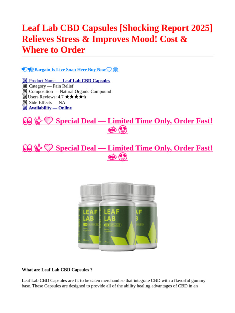 Leaf Lab CBD Capsules Review 2025 | PDF | Dose (Biochemistry) | Chemistry