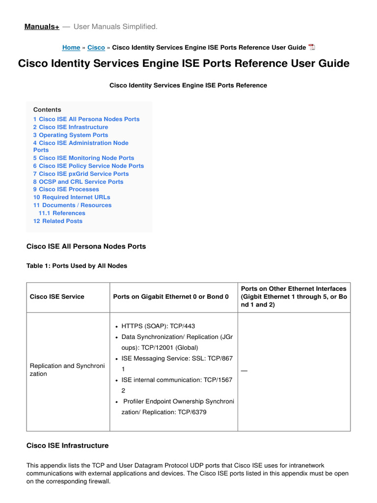 Identity Services Engine Ise Ports Reference Manual | PDF | Port ...