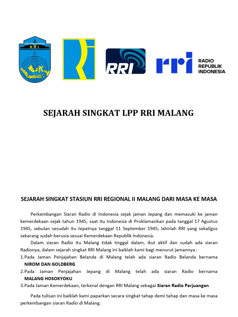 Sejarah Rri Malang | PDF