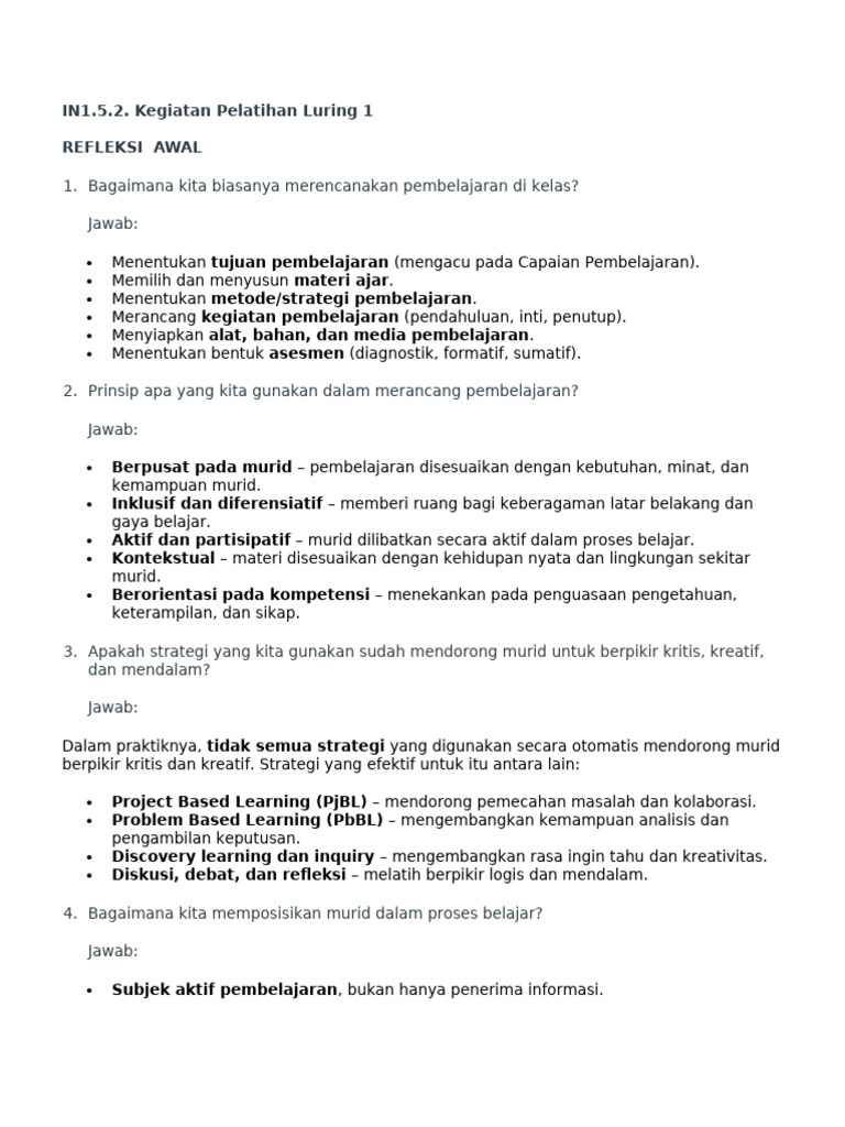 Pelatihan Luring: Rencana Pembelajaran | PDF