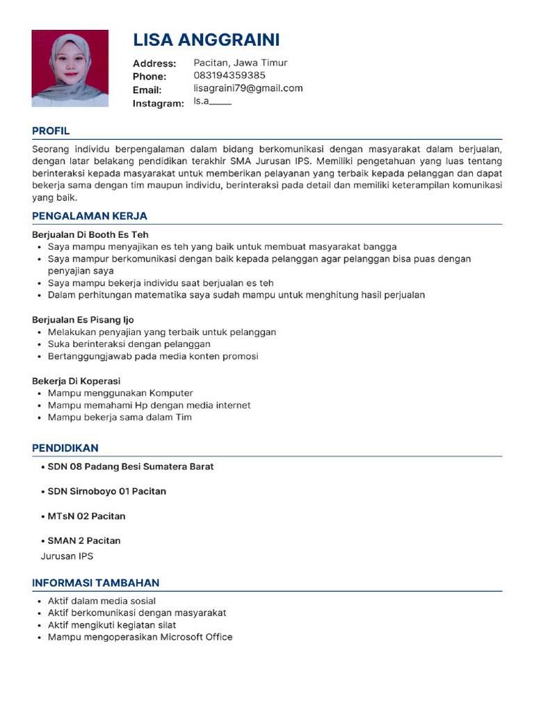CV Lisa Anggraini | PDF