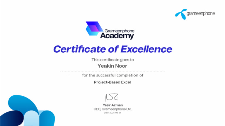 Certificate Project Based Excel | PDF