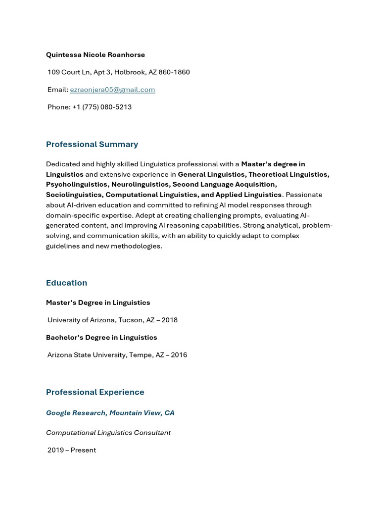 Linguistics Expert & AI Consultant Profile | PDF | Linguistics ...