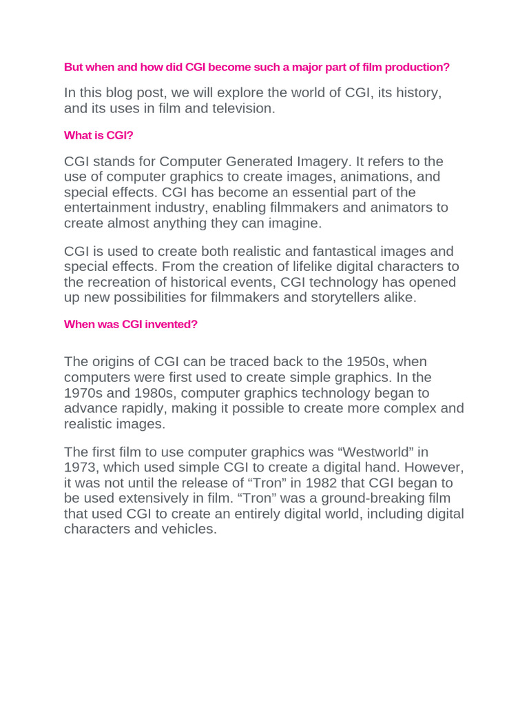 The Evolution of CGI in Film and TV | PDF | Computer Generated Imagery