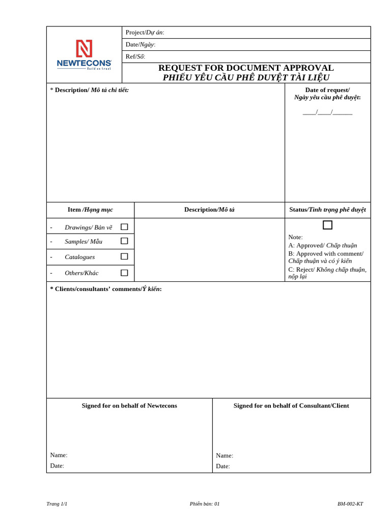 BM-002-KT Request For Document Approval - E | PDF