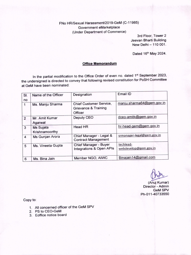 Office Order DT 16th May 2024 Reg Revised Constitu 1716194572 | PDF