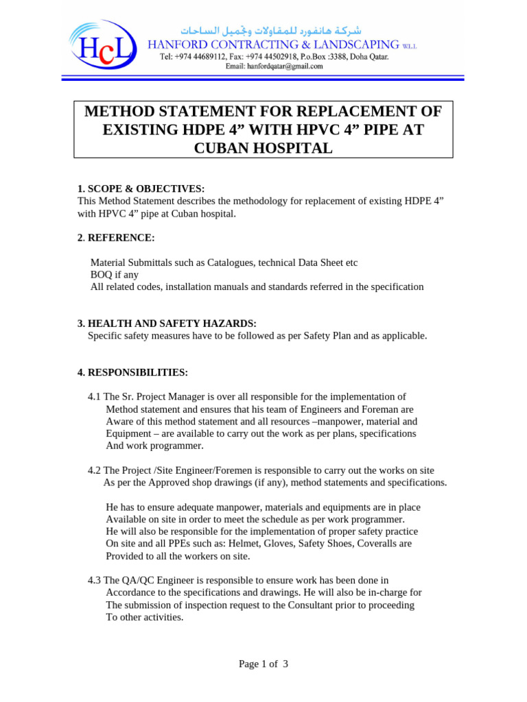 HDPE to HPVC Pipe Replacement Method | PDF | Pipe (Fluid Conveyance) | Road