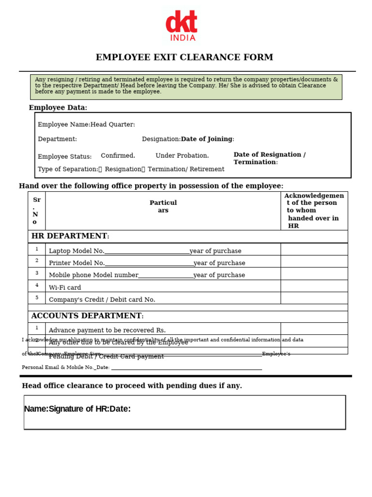 Employee Exit Clearance Process | PDF | Payments | Employment