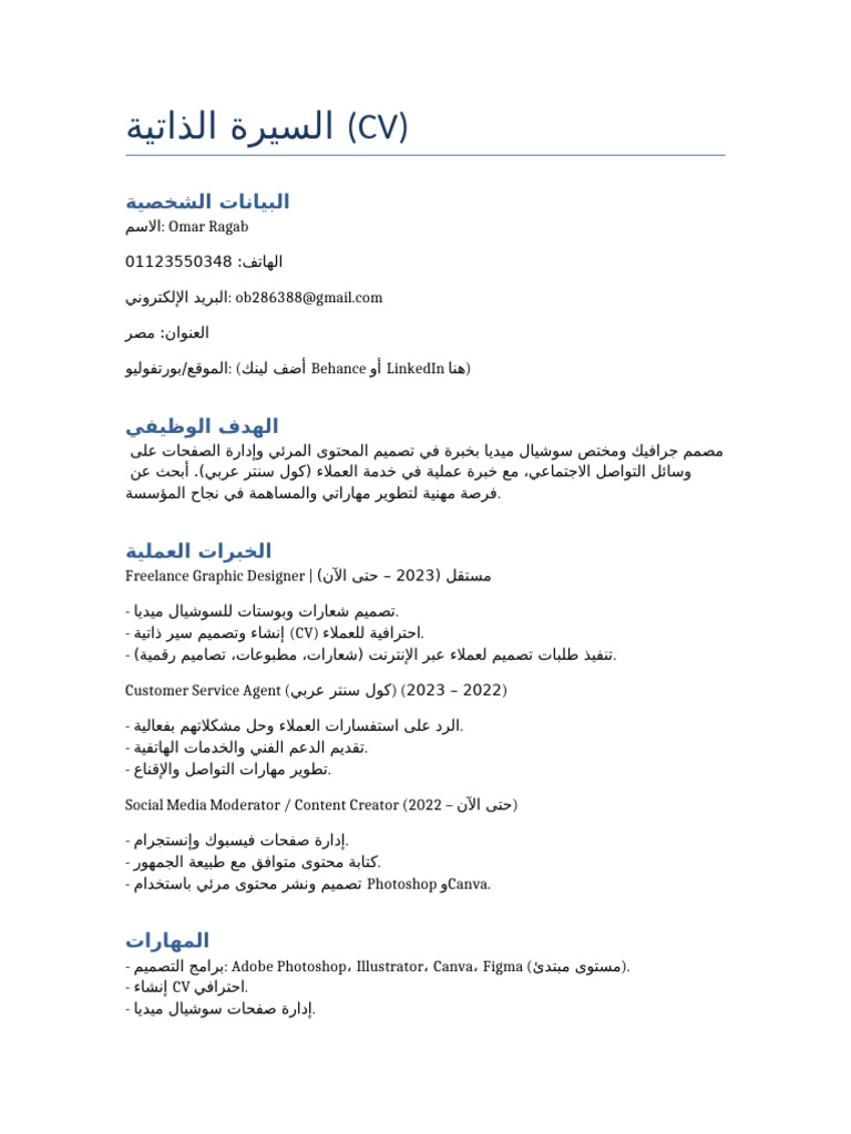 Omar Ragab CV | PDF